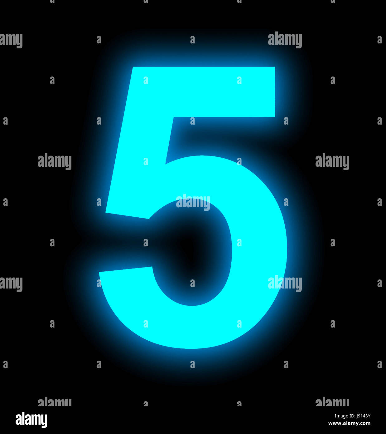 number 5 neon light full isolated on black background Stock Photo - Alamy