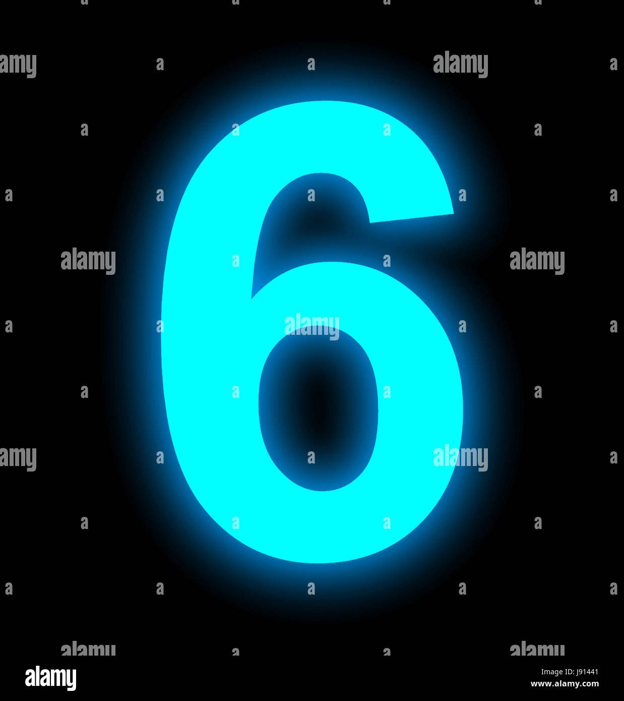 number 6 neon light full isolated on black background Stock Photo - Alamy