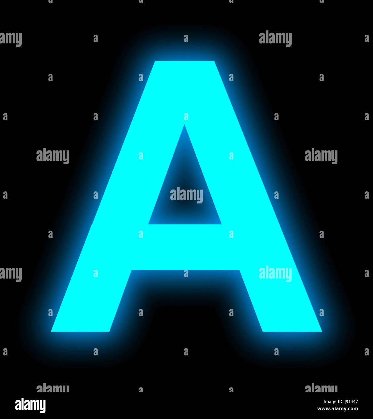 letter A neon light full isolated on black background Stock Photo - Alamy
