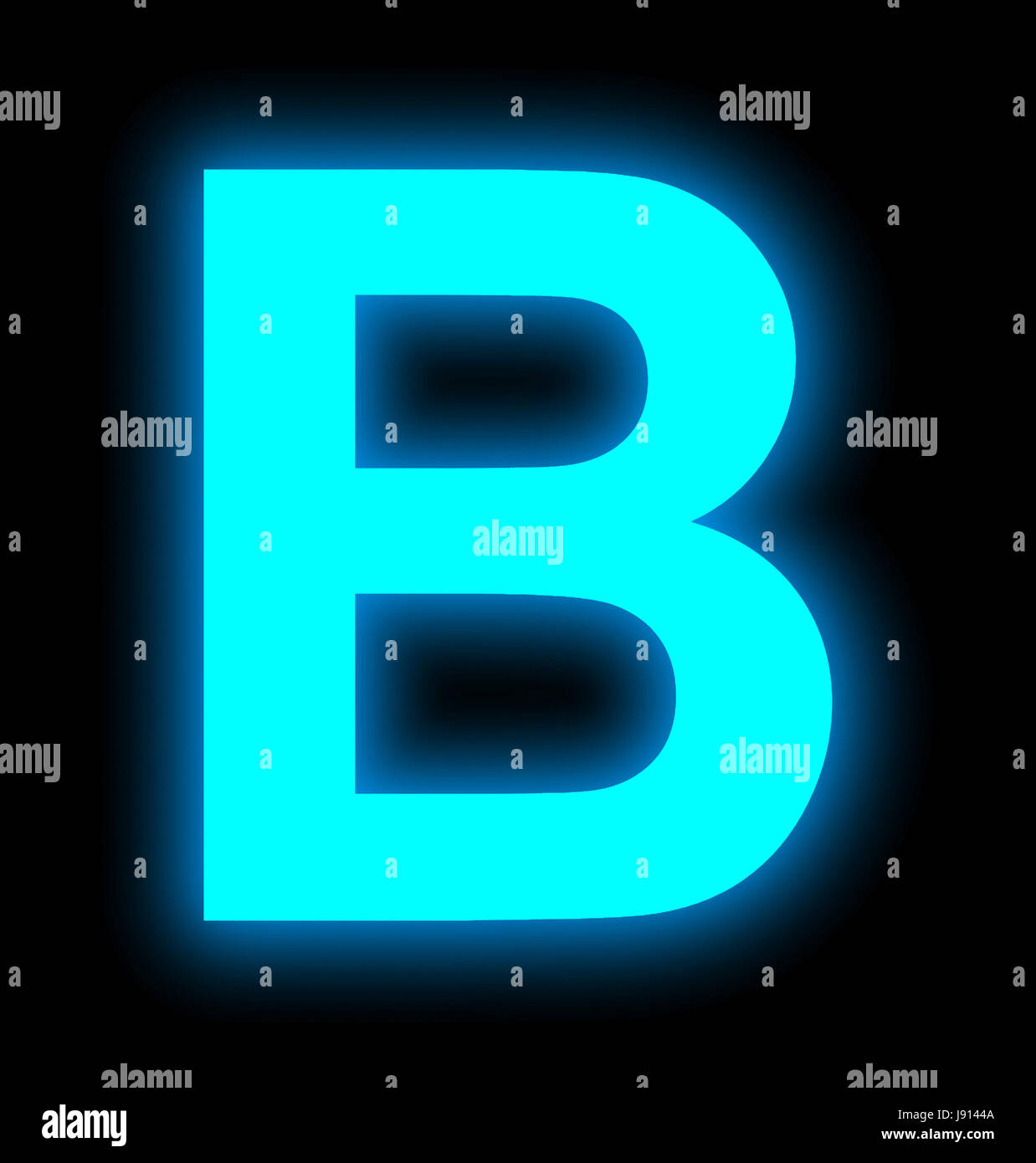 letter B neon light full isolated on black background Stock Photo - Alamy