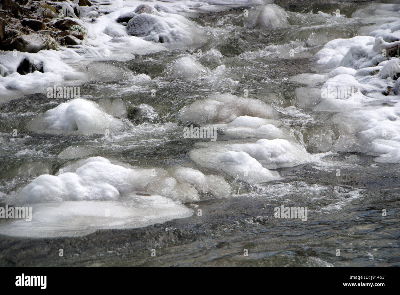 winter, cold, ice, frost, frozen, freeze, river, water, flow, stone ...
