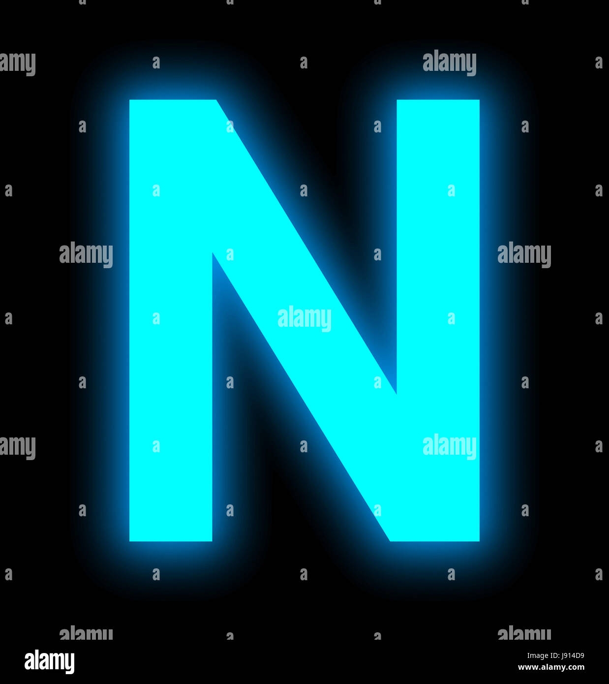 letter N neon light full isolated on black background Stock Photo - Alamy