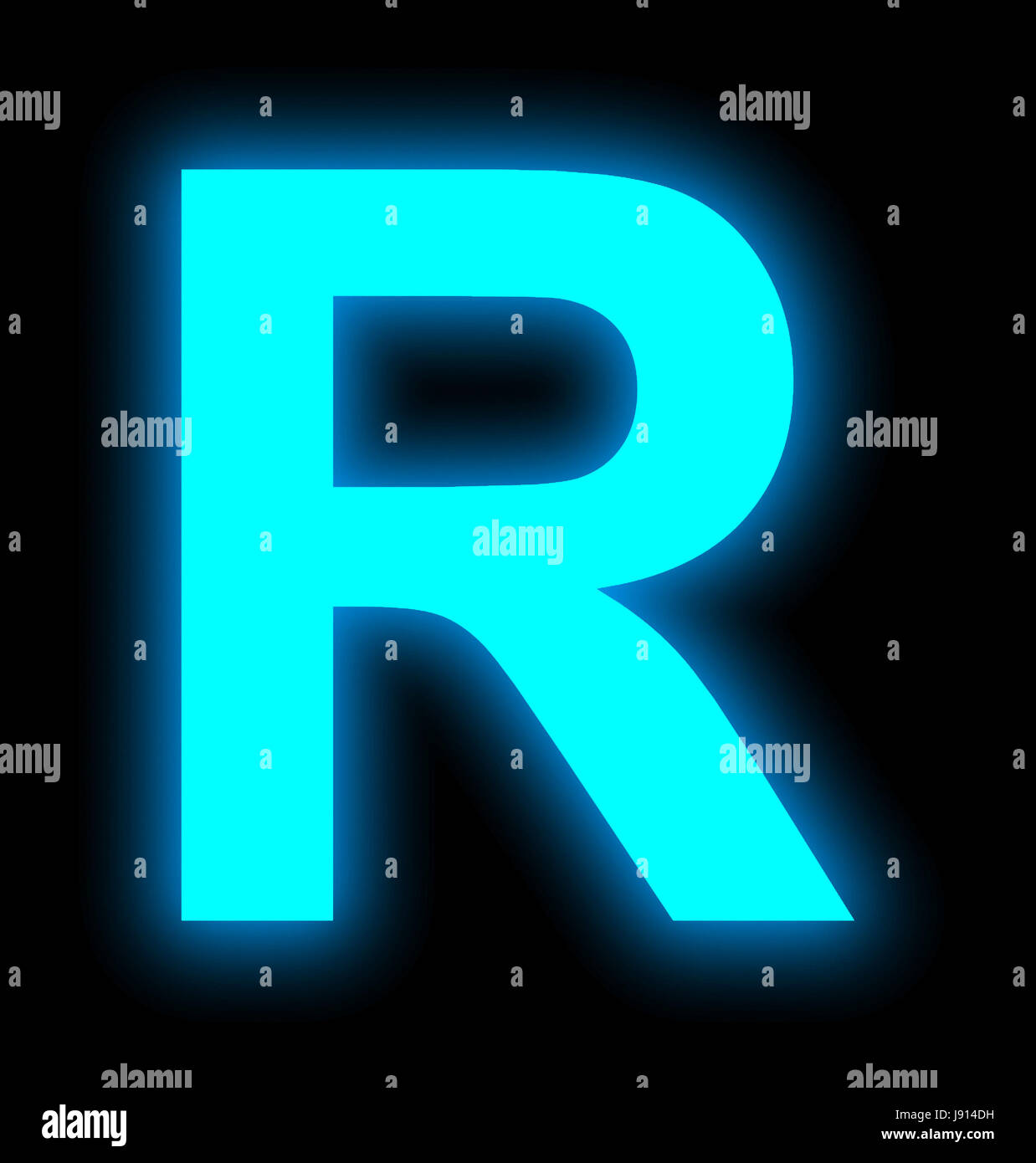 letter R neon light full isolated on black background Stock Photo - Alamy
