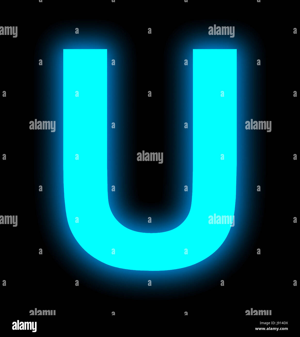 letter U neon light full isolated on black background Stock Photo - Alamy