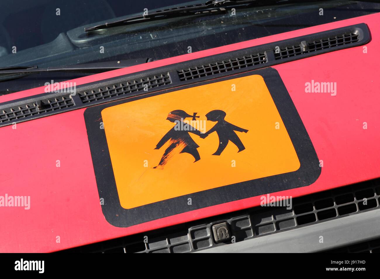 German road sign: school bus Stock Photo - Alamy