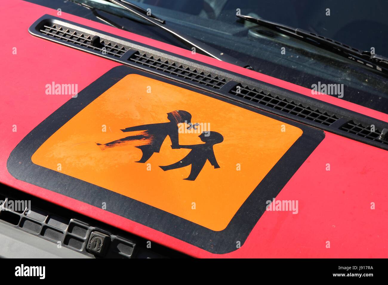 German road sign: school bus Stock Photo - Alamy