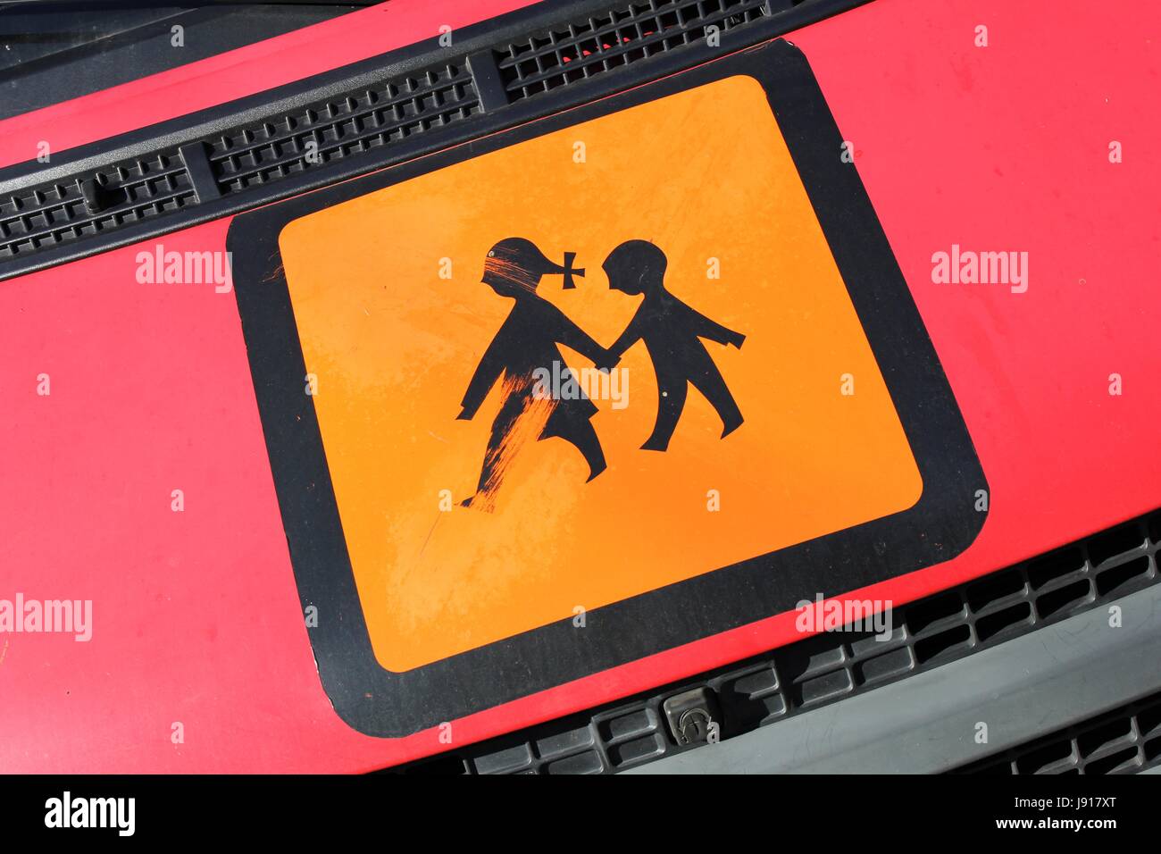 German road sign: school bus Stock Photo - Alamy