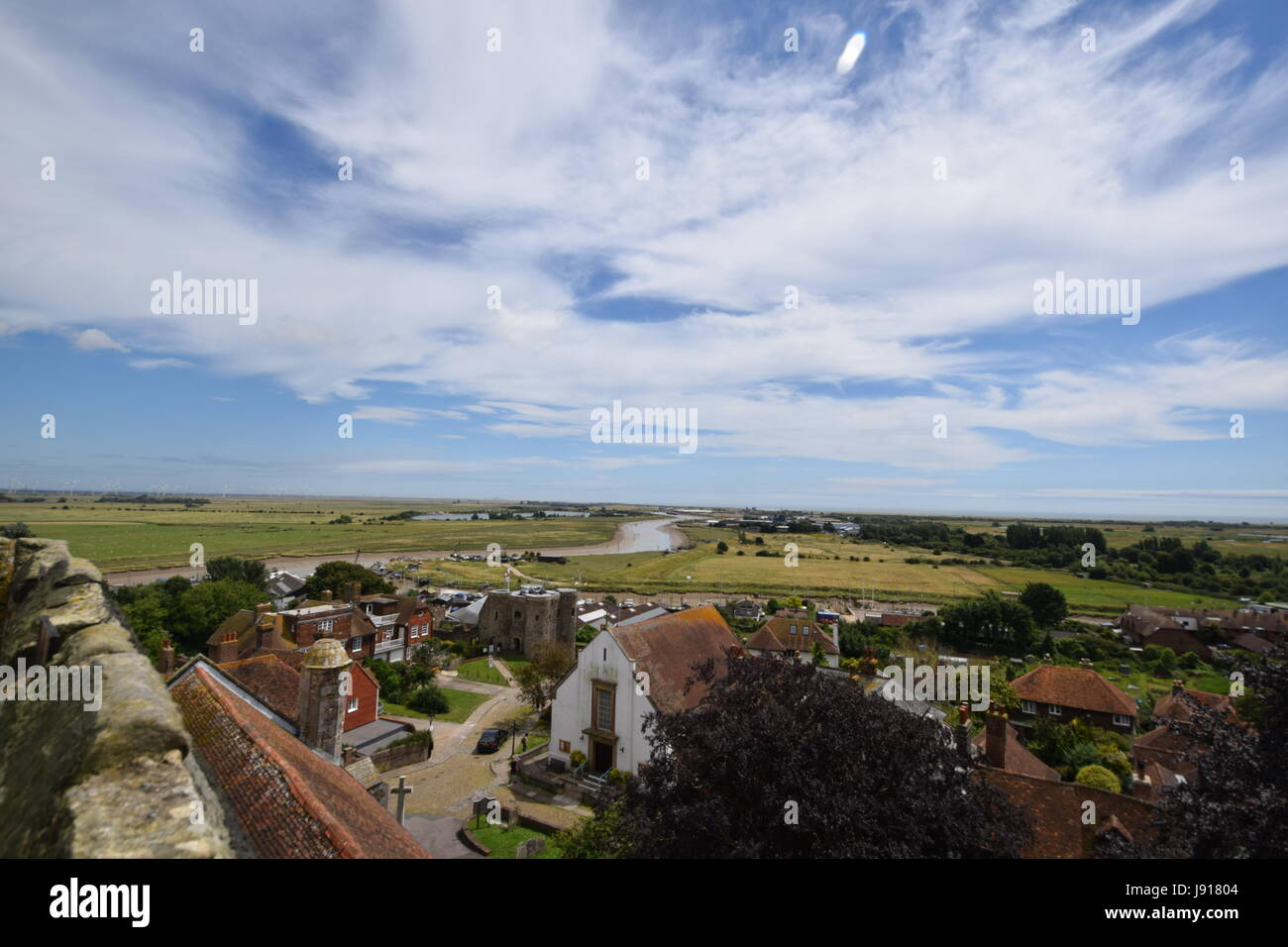 Rye Castle, Church and Camber Sands Stock Photo - Alamy