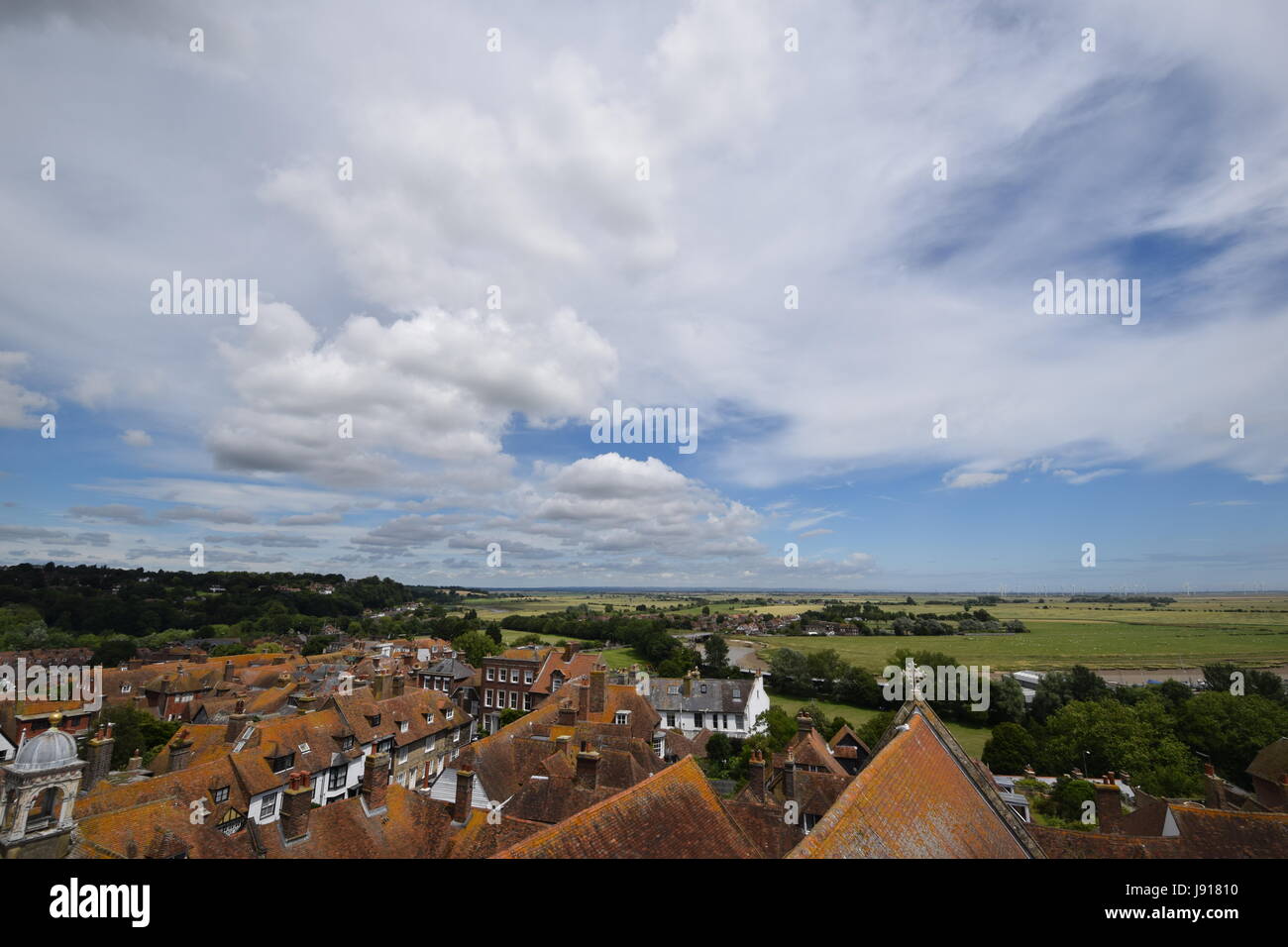 Rye Castle, Church and Camber Sands Stock Photo - Alamy