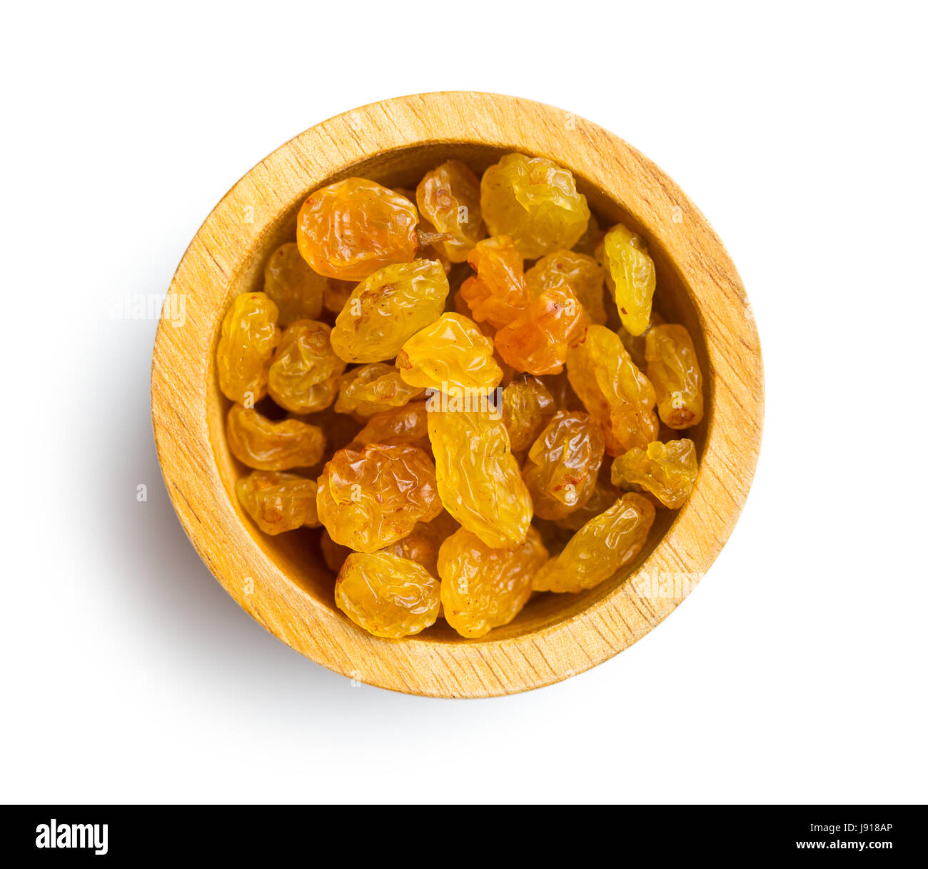 Sweet yellow raisins isolated on white background. Top view Stock Photo ...