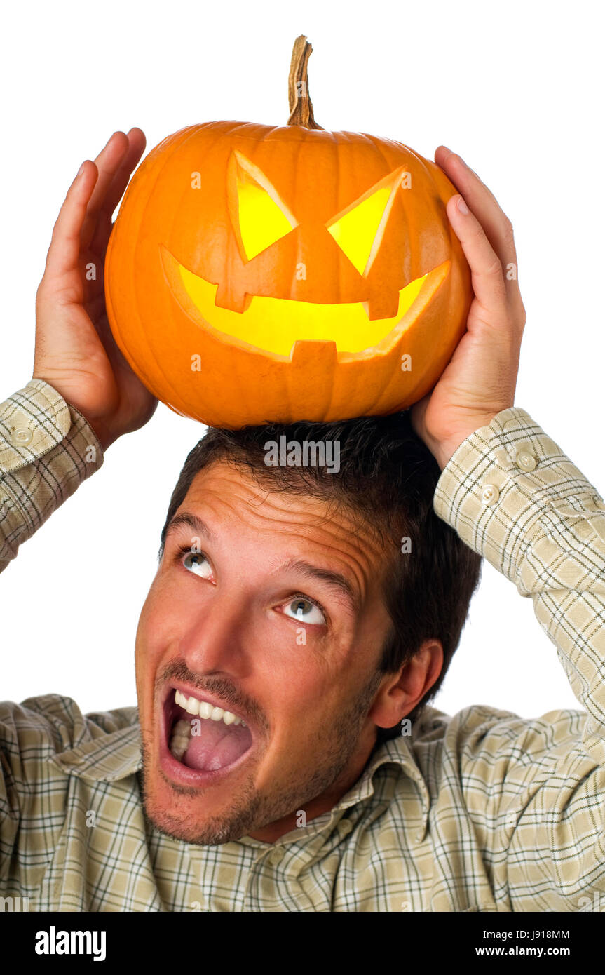isolated, face, halloween, pumpkin, possession, holding, fall, autumn ...