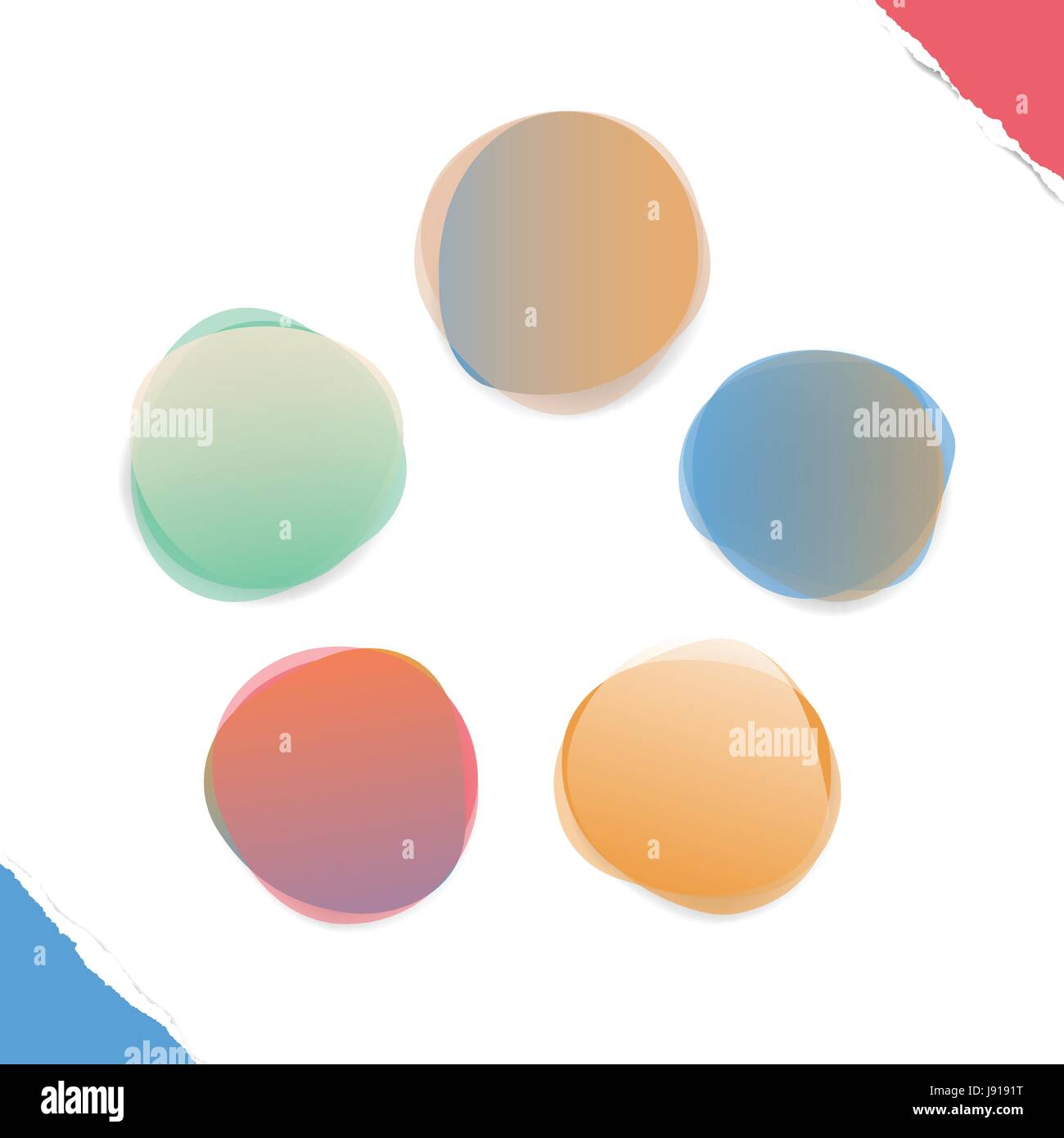 Stacked round colorful watercolor vector shapes, banners. Ripped paper ...