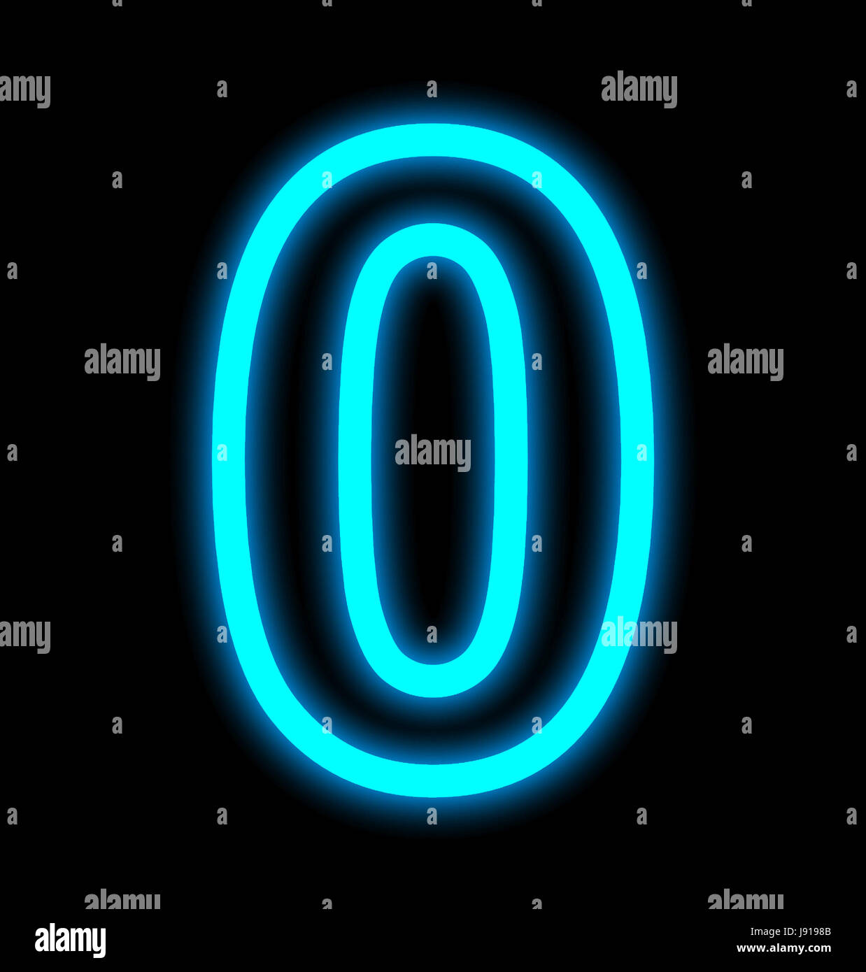 number 0 neon lights outlined isolated on black background Stock Photo ...