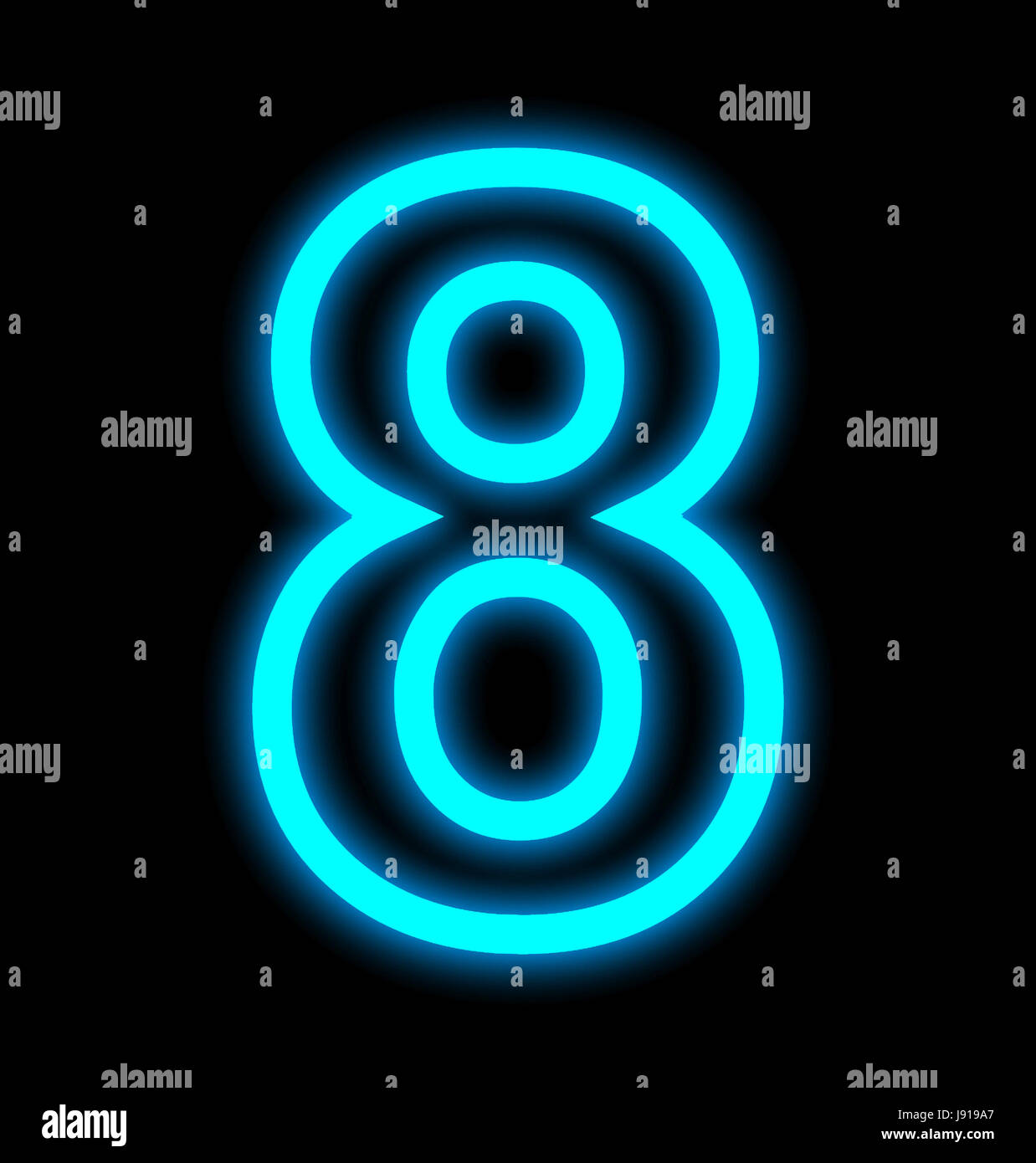 number 8 neon lights outlined isolated on black background Stock Photo ...