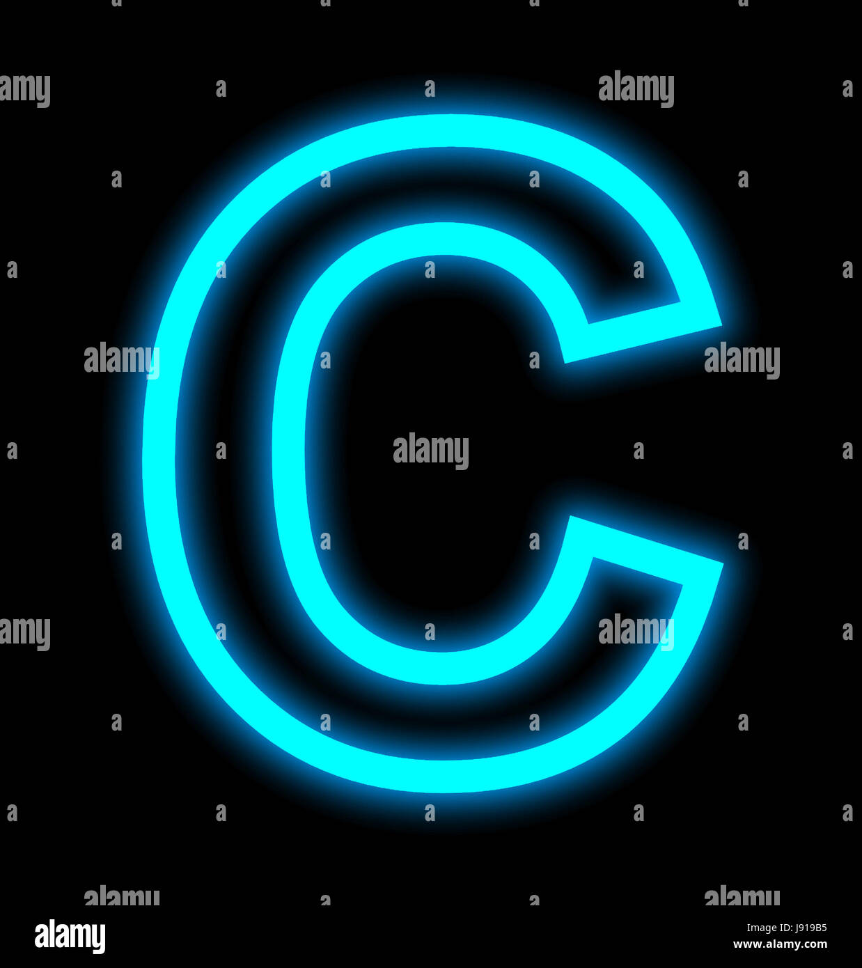 letter C neon lights outlined isolated on black background Stock Photo ...