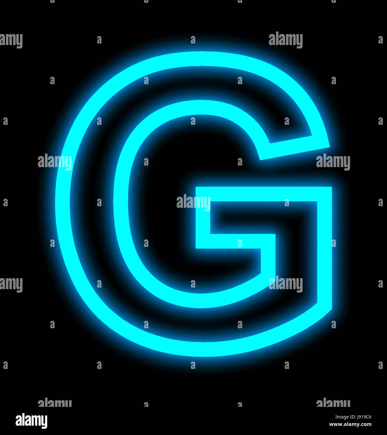 letter G neon lights outlined isolated on black background Stock Photo ...