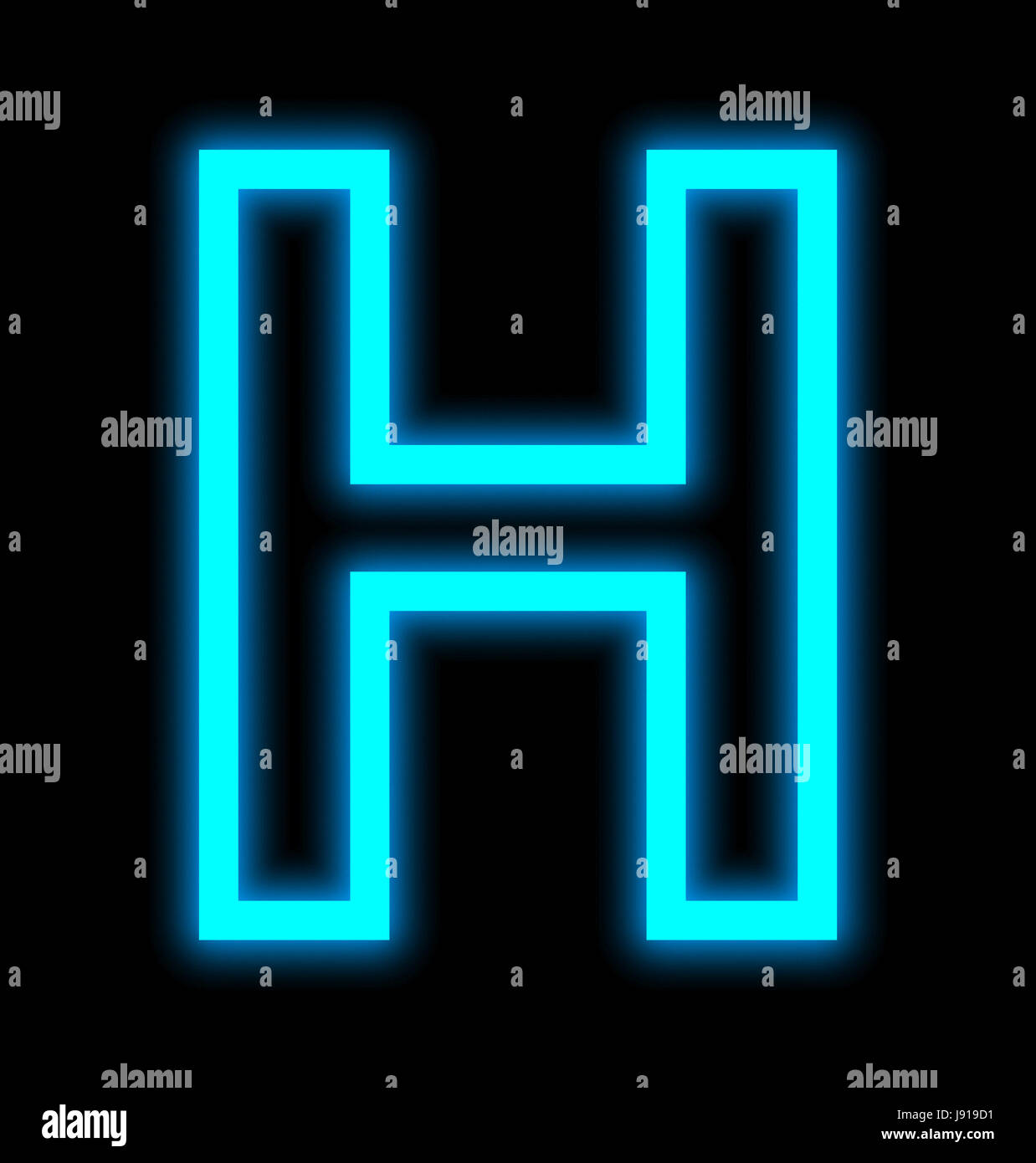 letter H neon lights outlined isolated on black background Stock Photo ...