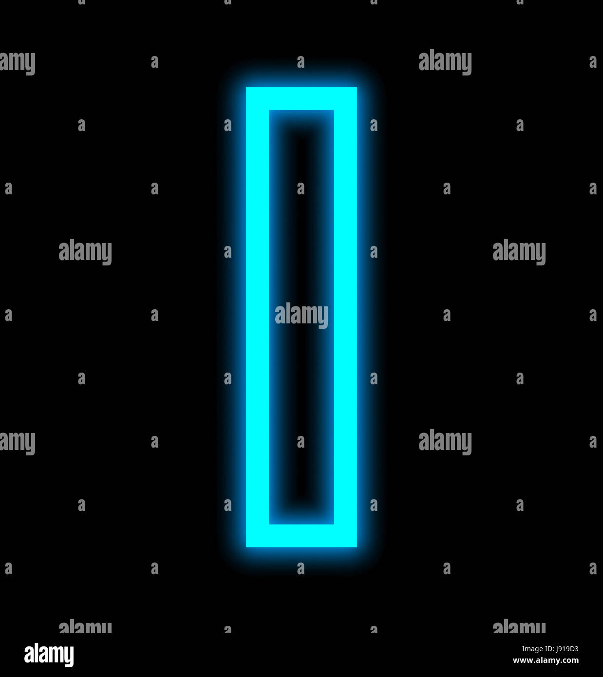 letter I neon lights outlined isolated on black background Stock Photo ...