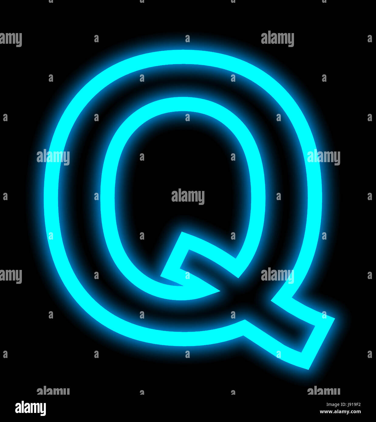 letter Q neon lights outlined isolated on black background Stock Photo ...