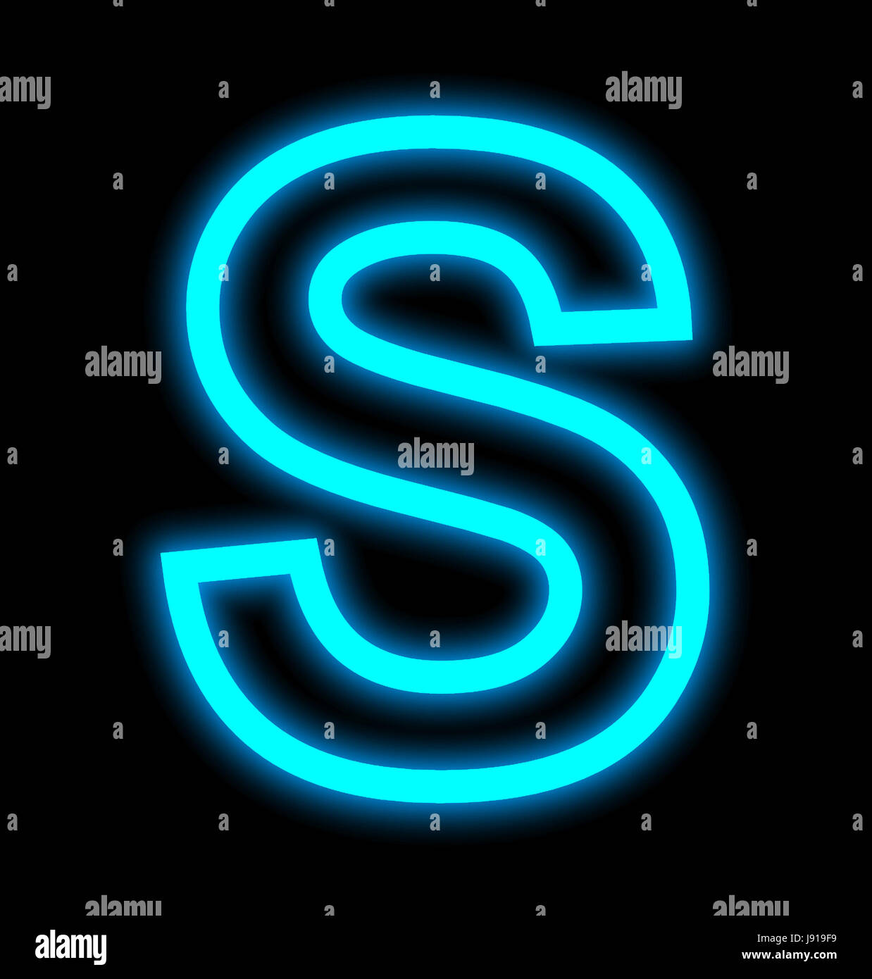 letter S neon lights outlined isolated on black background Stock Photo ...