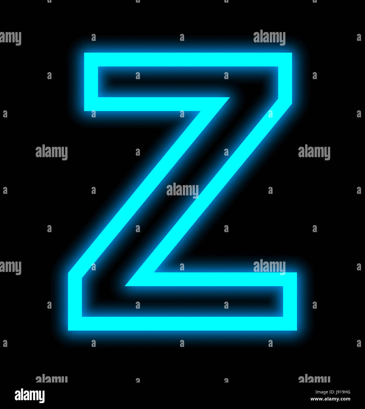 letter Z neon lights outlined isolated on black background Stock Photo ...