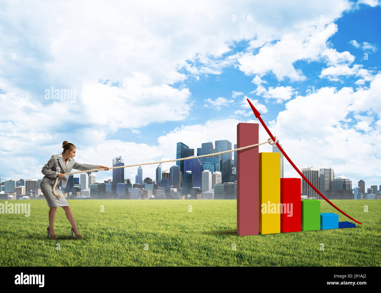 Hand pulling up graph hi-res stock photography and images - Alamy
