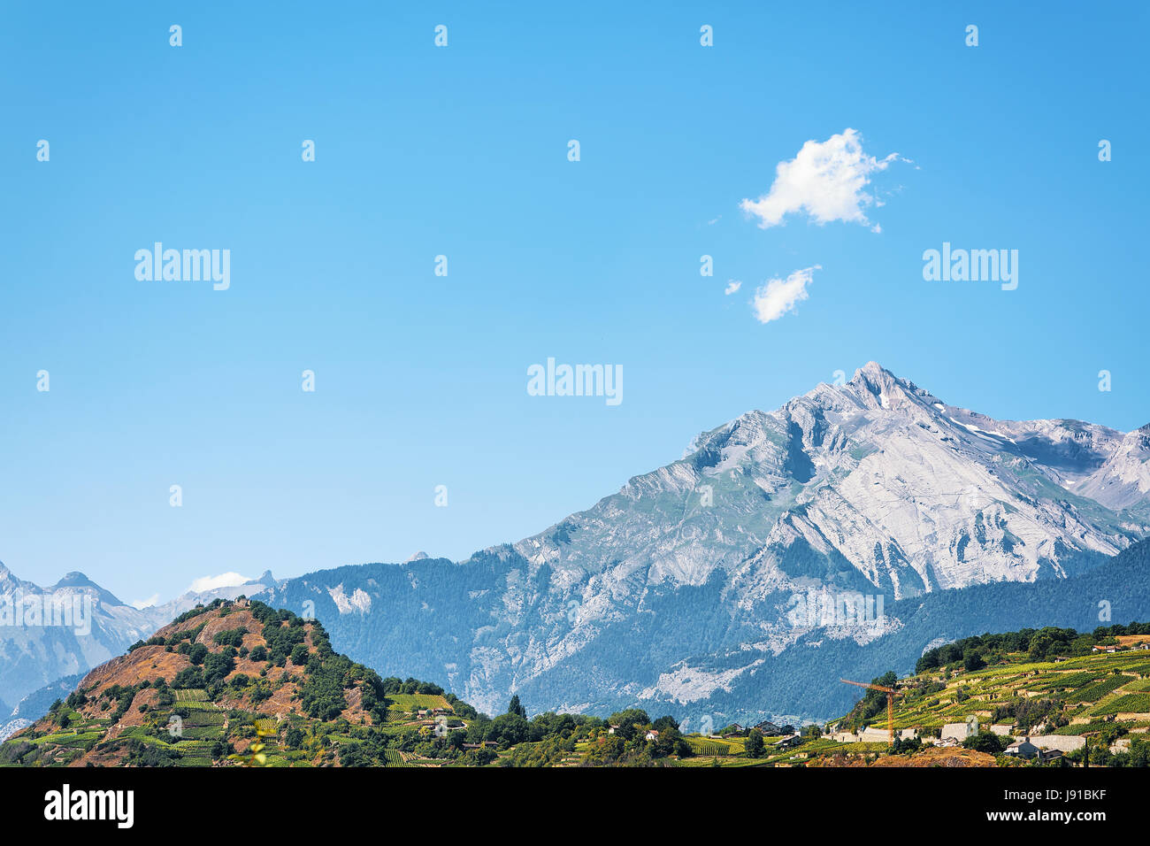 Bernese Alps mountain and landscape in Sion, Canton Valais, Switzerland ...