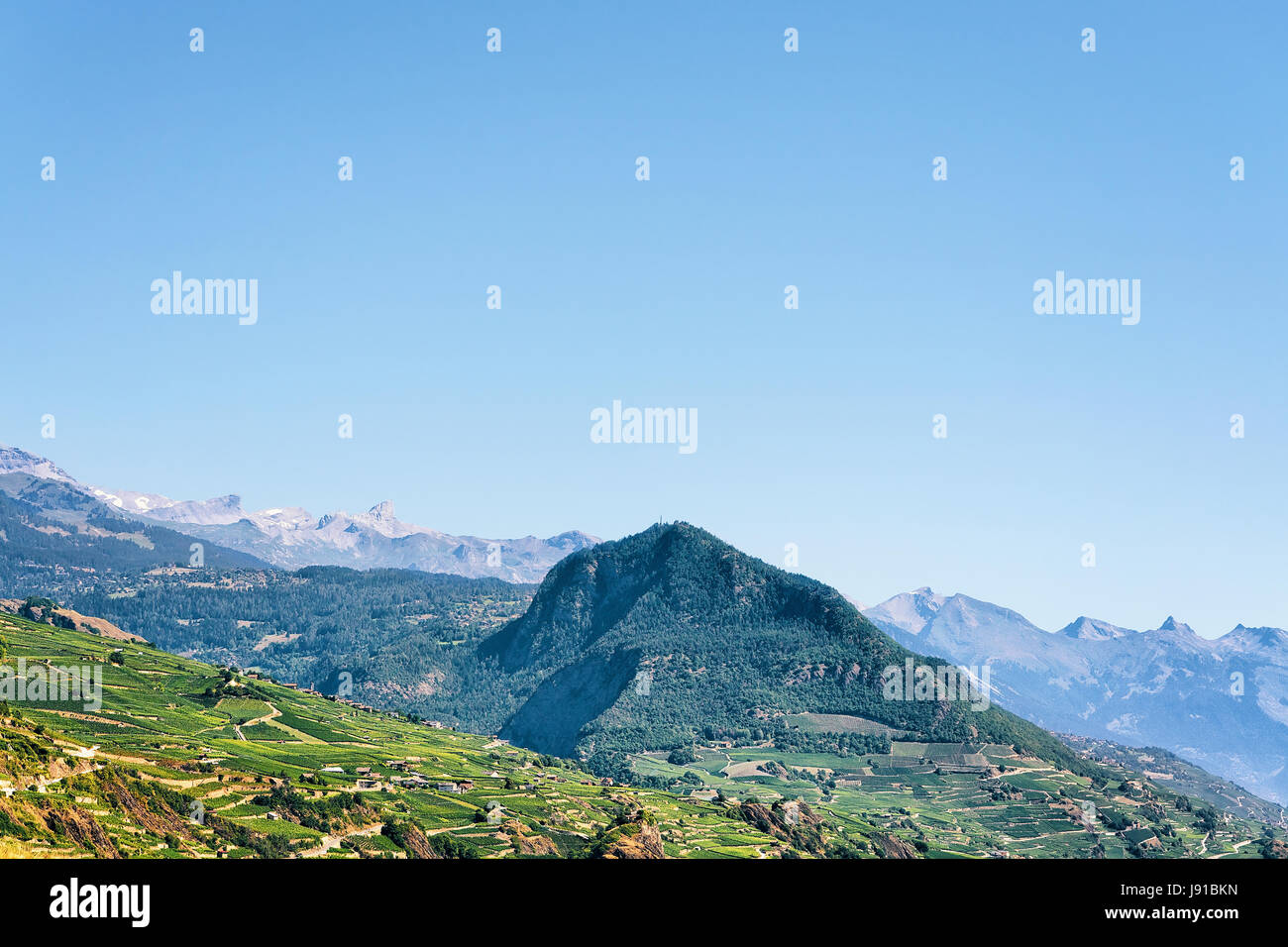 Bernese Alps mountains and landscape at Sion, Canton Valais ...