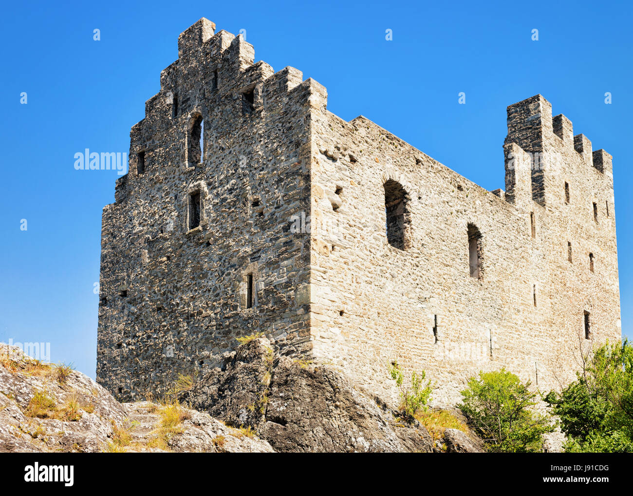 Stone Ruins of Tourbillon castle in Sion, Canton Valais, Switzerland ...