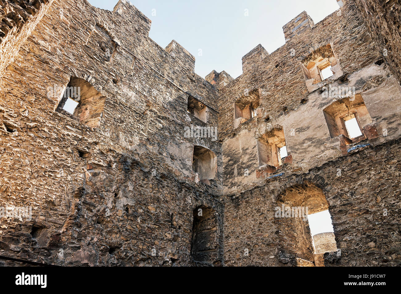 Walls of Tourbillon castle in Sion, Canton Valais, Switzerland Stock ...