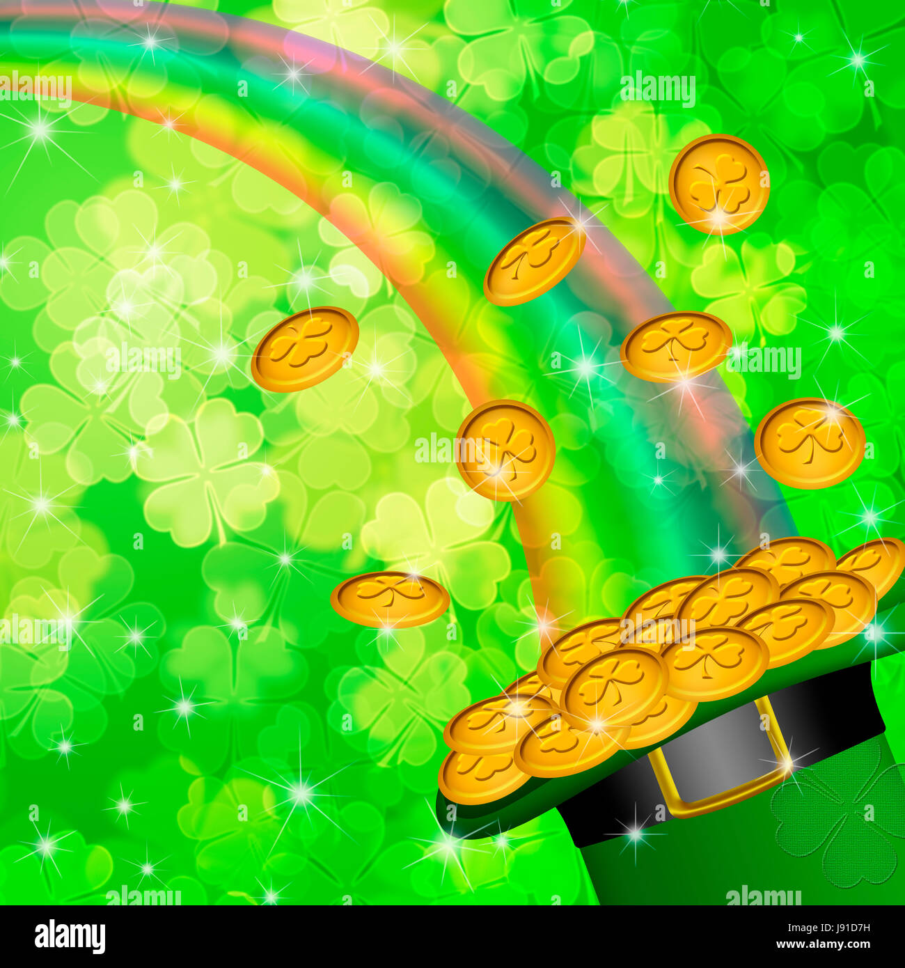 leaf, four, rainbow, clover, pot, lucky, luck, gold, greeting, leaf ...