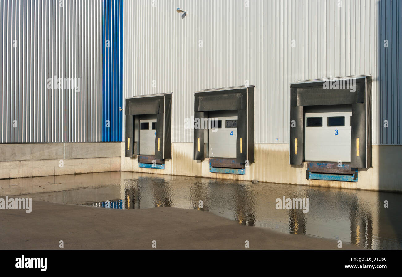 industrial, logistics, warehouse, docks, storage, cargo, loading, blue ...