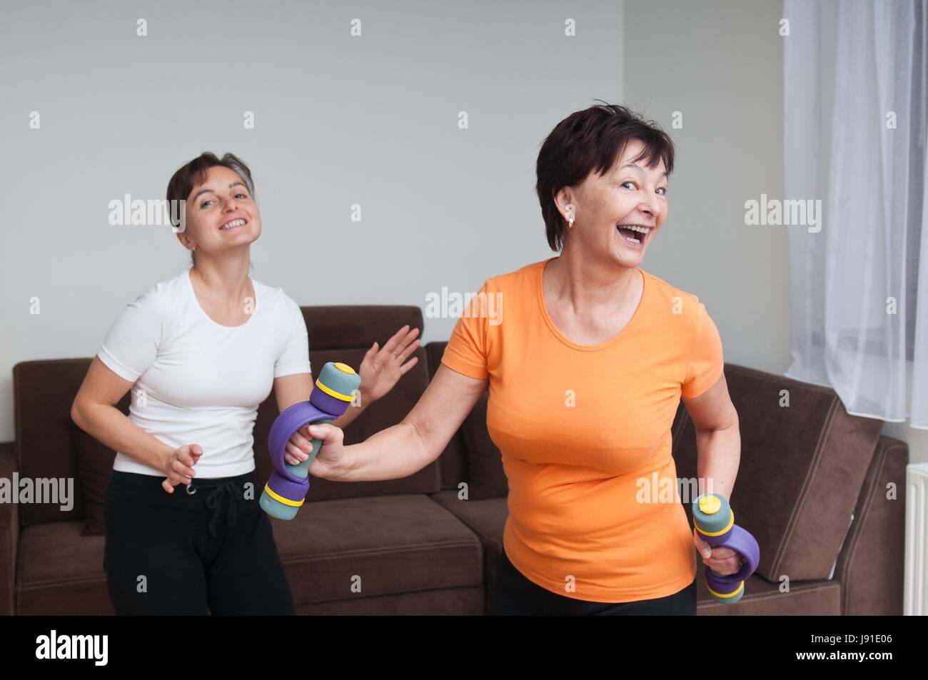 Funny old woman exercise hi-res stock photography and images - Alamy