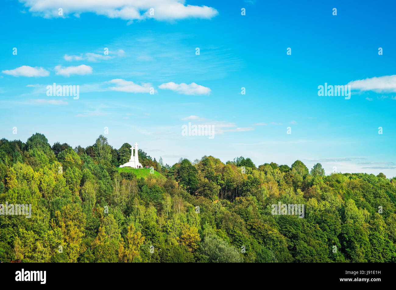 Three crosses monument on the hill in Vilnius, Lithuania Stock Photo ...