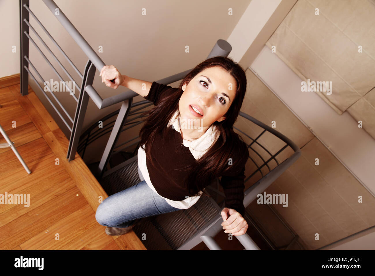 Teen Walking Stairs At Home High Resolution Stock Photography and ...