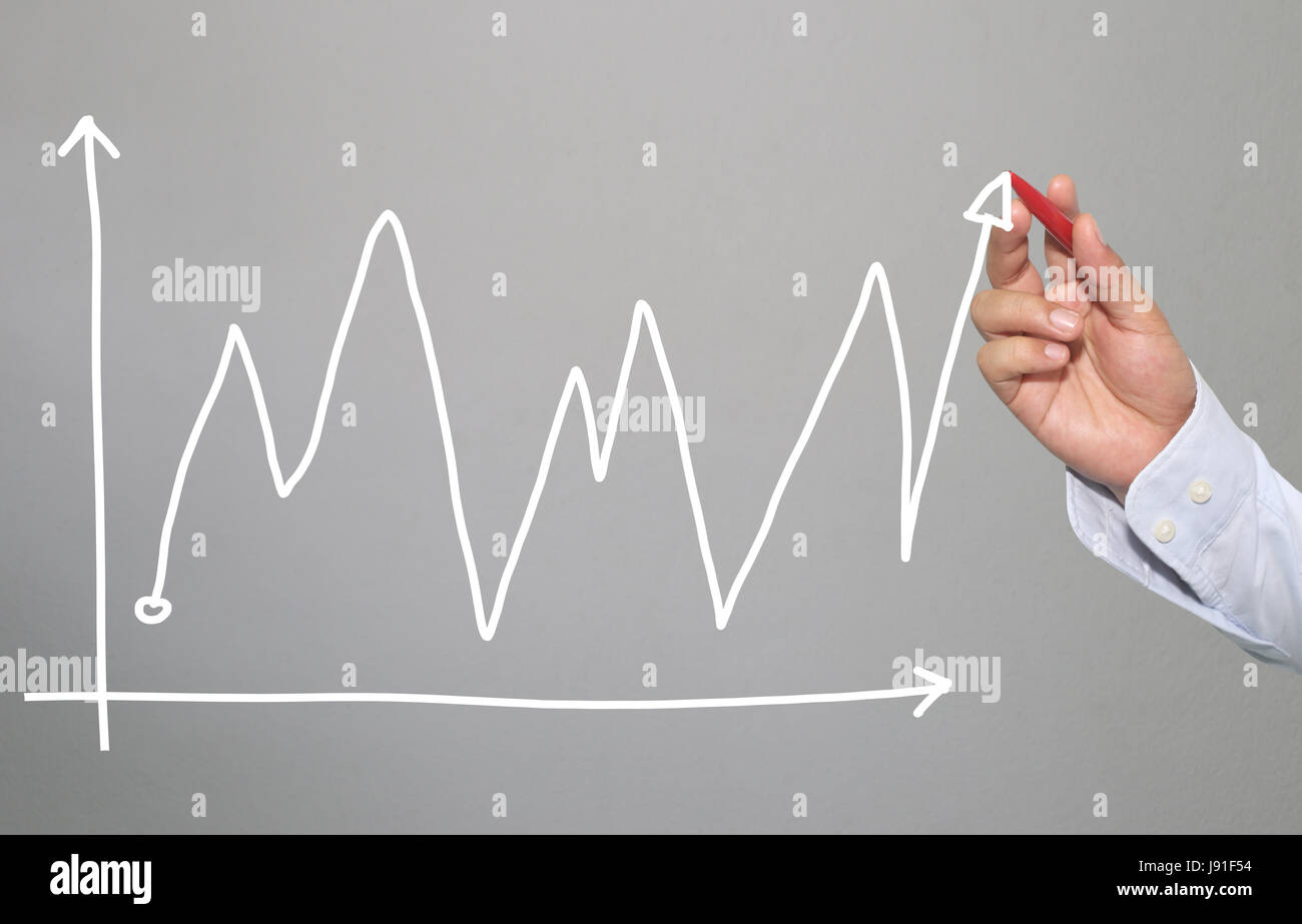 Hand of businessman of hand drawn bar graph for idea presentation in ...