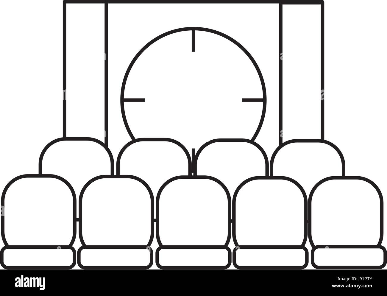 line cinema room with movie projection and chairs Stock Vector Image ...