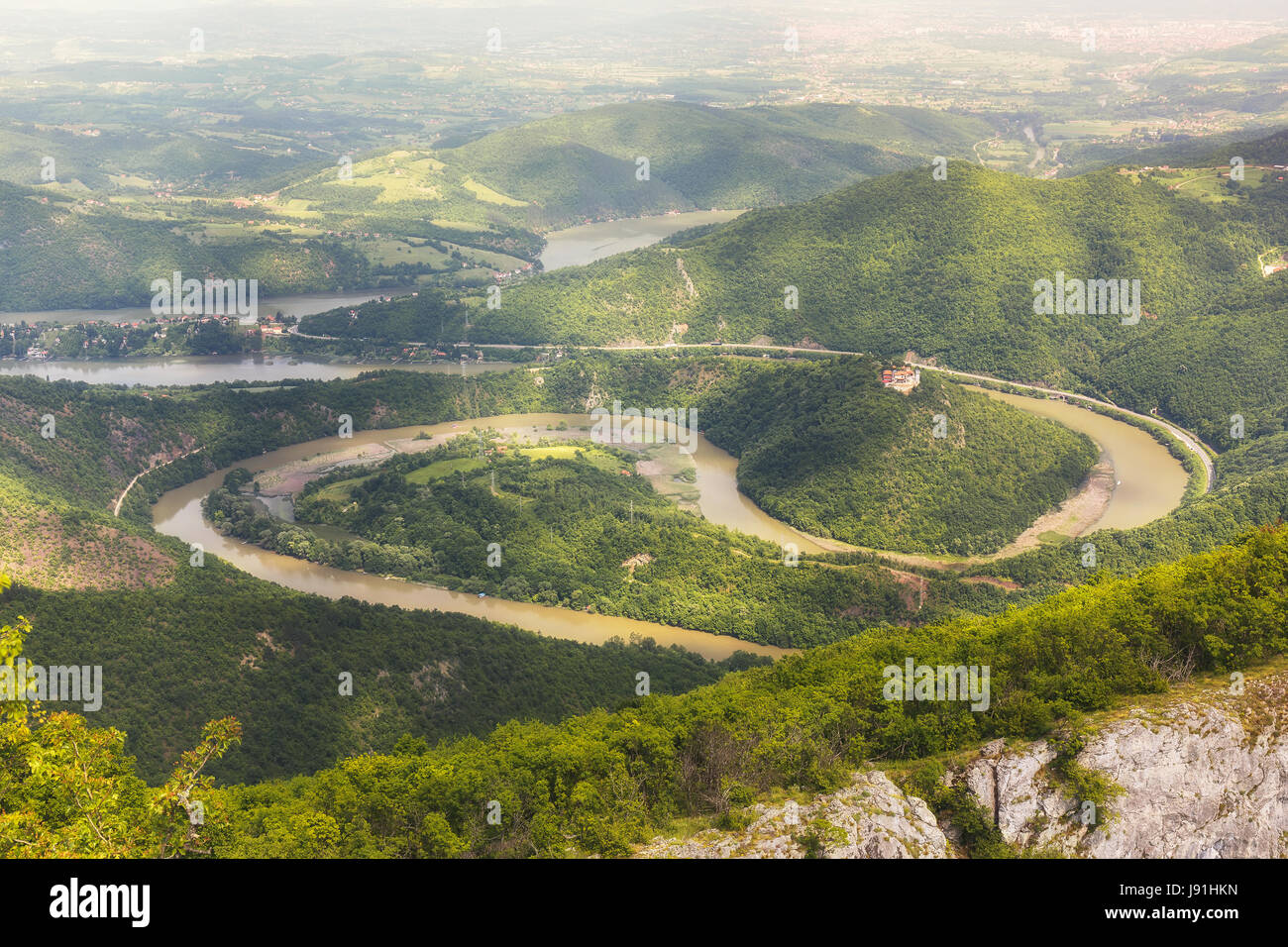 Ovcar Kablar Gorge, Serbia. Meanders of West Morava river, view from ...