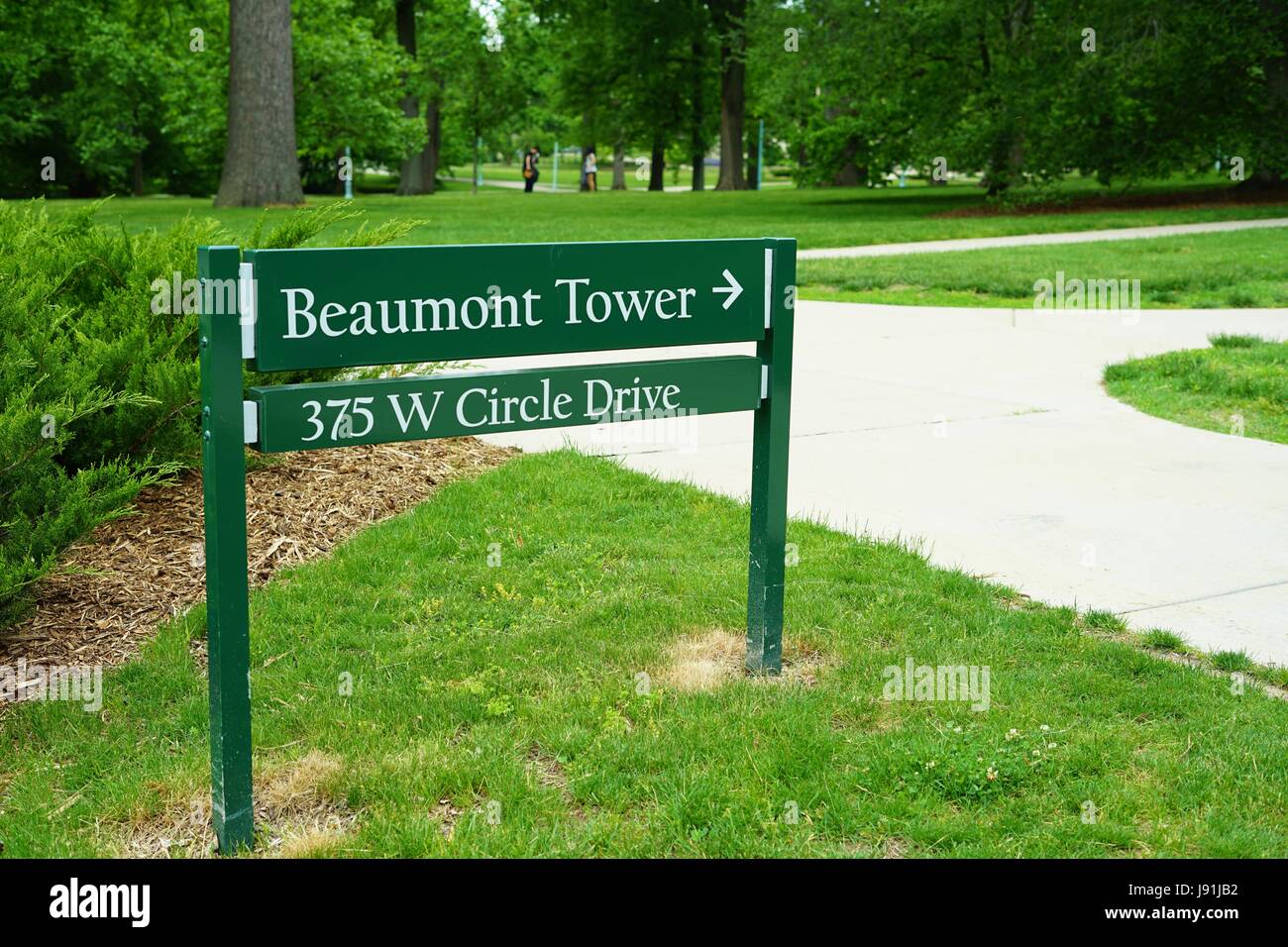 View of the landmark Beaumont Tower carillon on the campus of Michigan ...