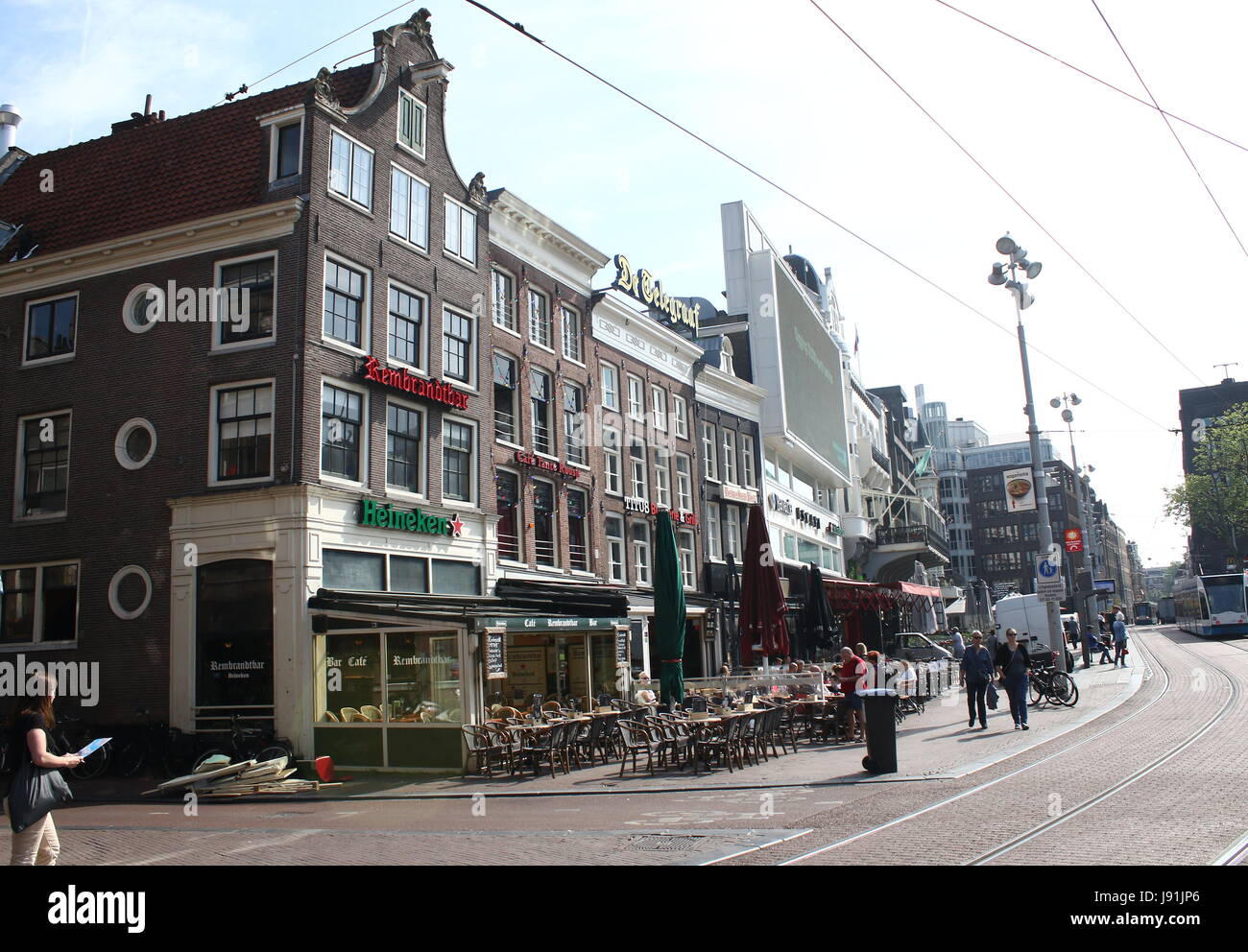 Springtime morning at Rembrandtplein, inner city of Amsterdam, The ...