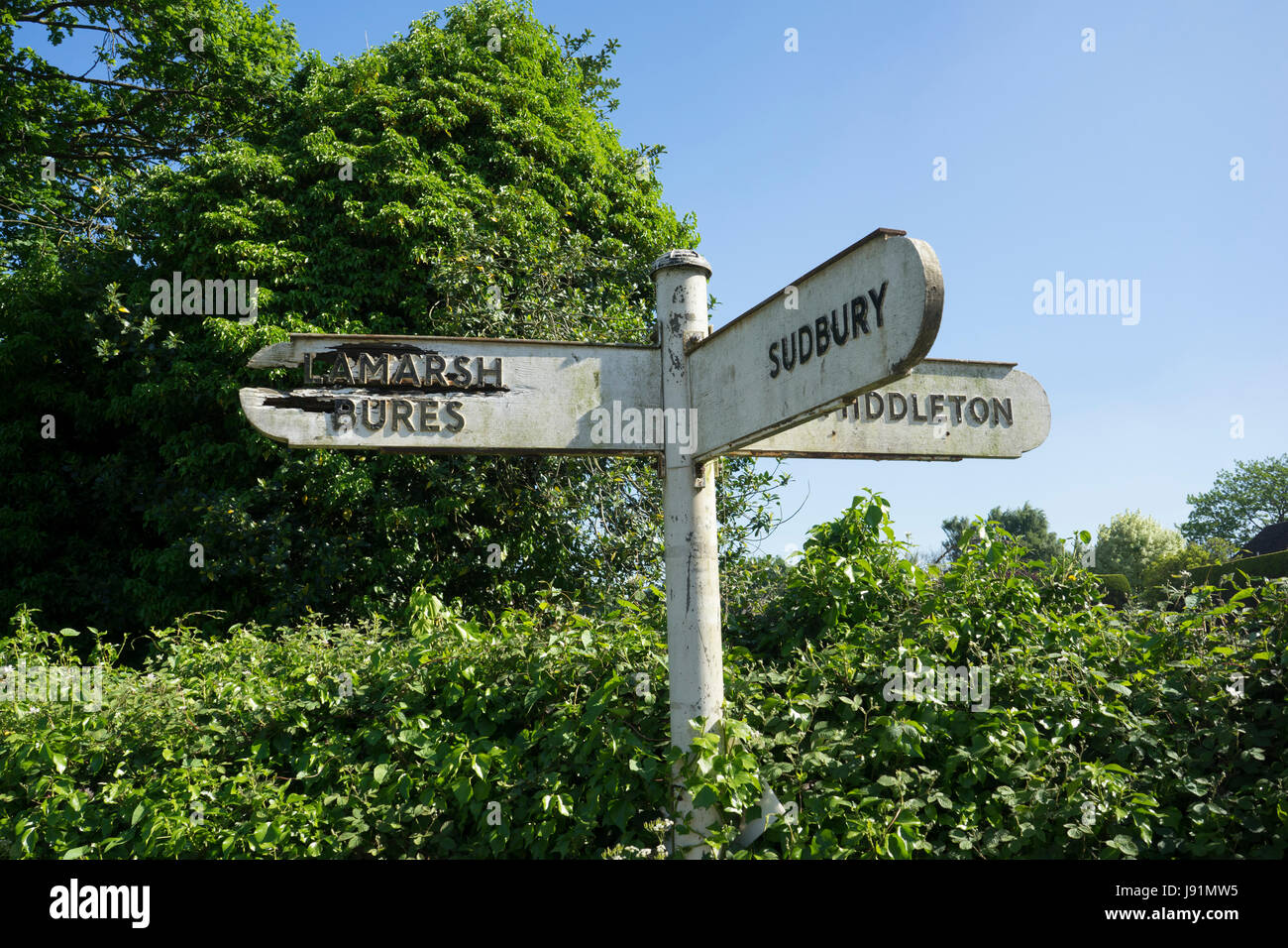 Countryside signpost, Suffolk Stock Photo - Alamy