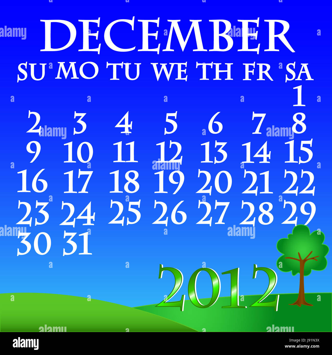 illustration, blue, tree, graphic, illustration, vertical, december ...