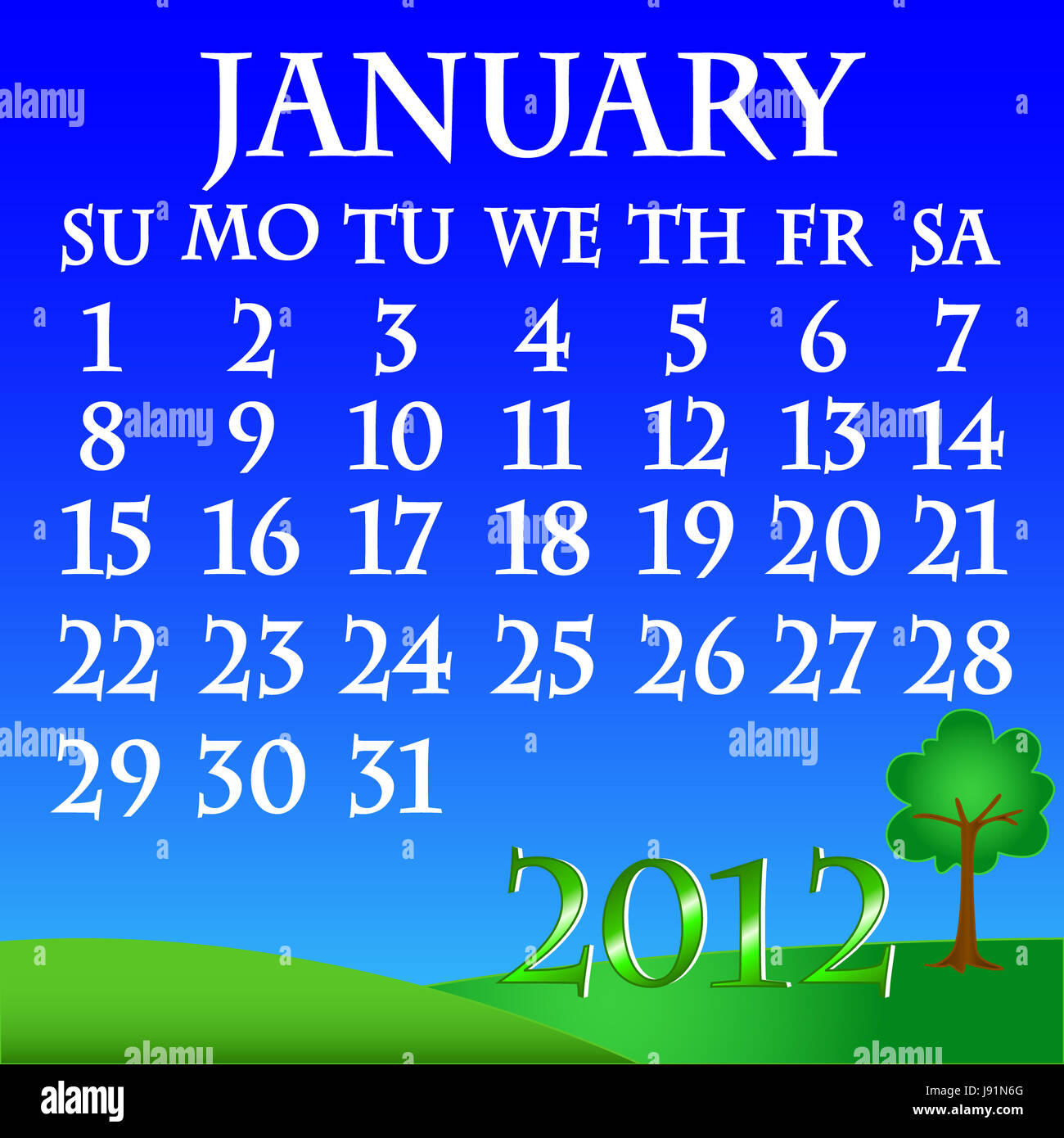 illustration, blue, tree, graphic, illustration, vertical, number ...