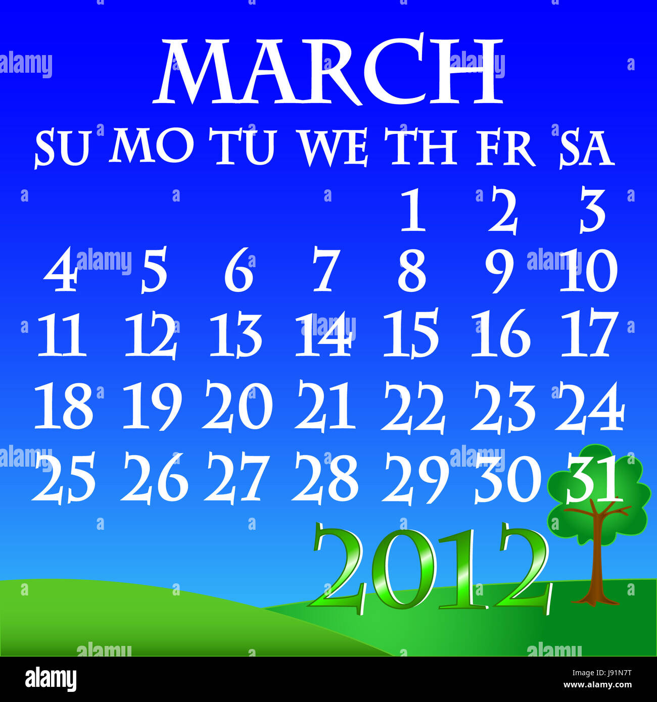 illustration, blue, tree, graphic, illustration, vertical, number ...