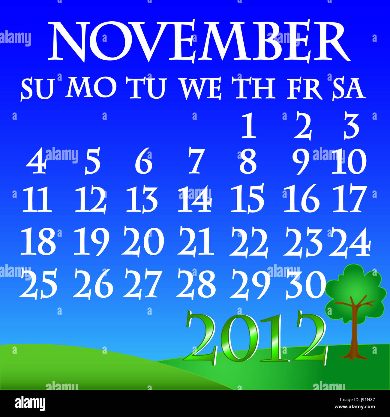 illustration, blue, tree, graphic, illustration, vertical, november ...