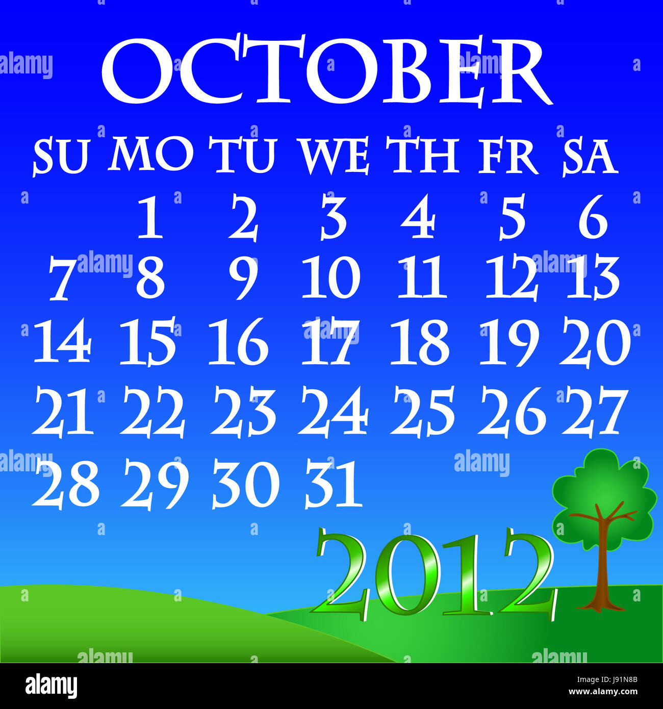 illustration, blue, tree, graphic, illustration, vertical, october ...