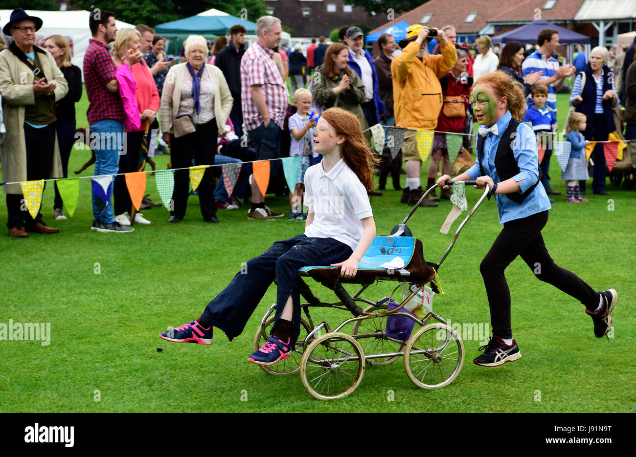 Some of the local contestants in the annual village pram race, Ropley ...