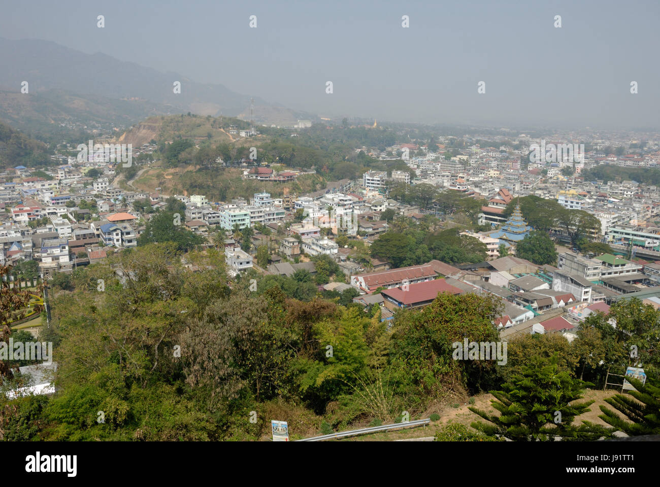 thailand, myanmar, border town, burma, houses, city, town, asia, shine ...