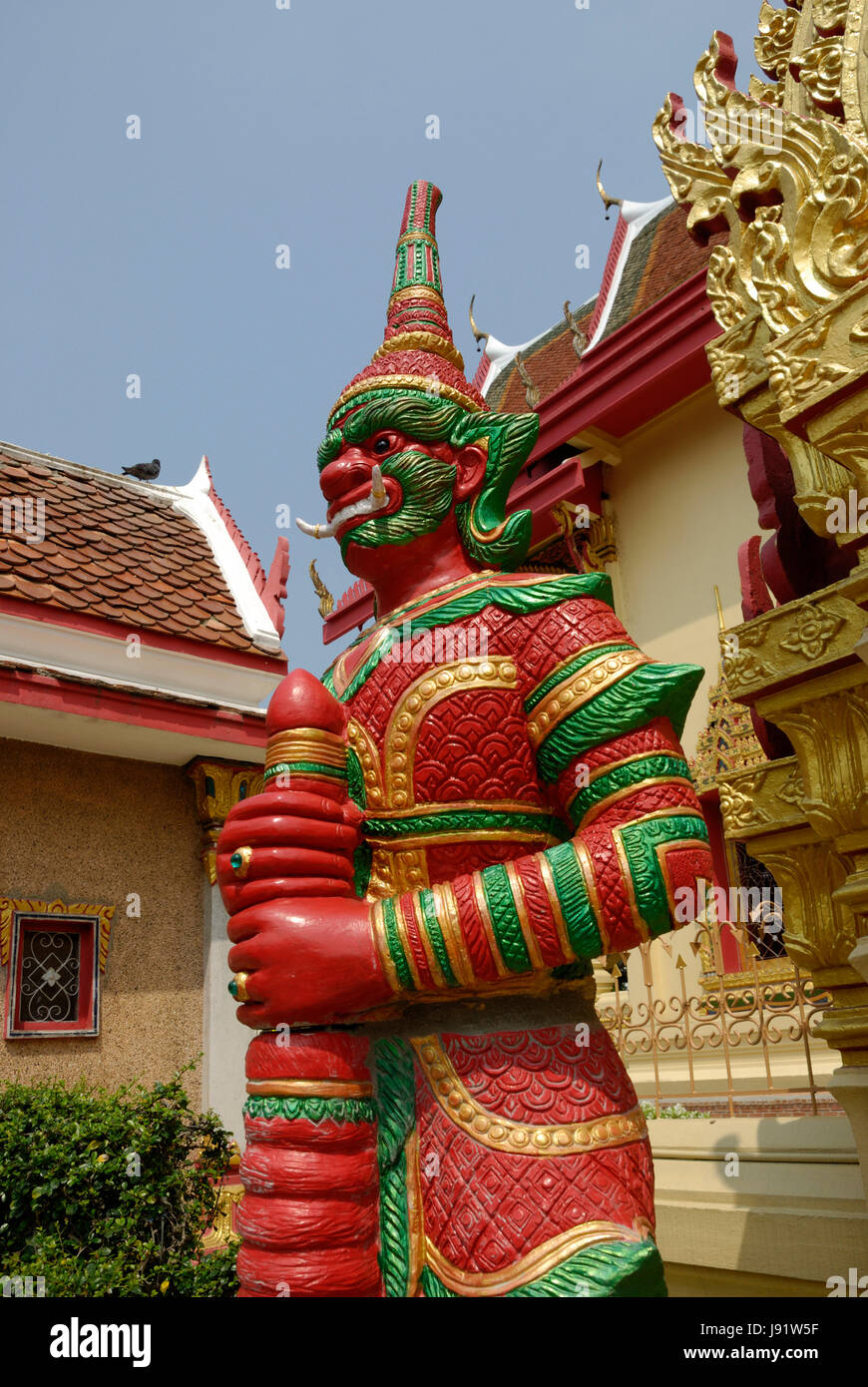 statue, thailand, demon, temple, statue, asia, shine, shines, bright ...