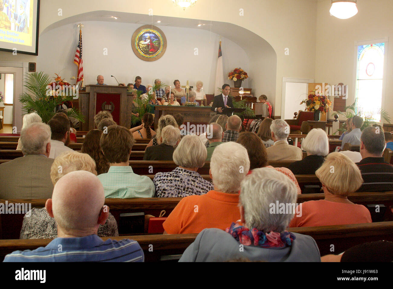 Sunday morning sermon in small church in Virginia, USA Stock Photo - Alamy